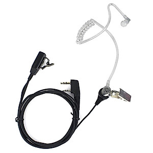 BAOFENG 2 Pin PTT Mic Covert Acoustic Tube Earpiece Headset for Kenwood PUXING UV-5R UV-5RA 888S 2 Way Radio(2 Pack)