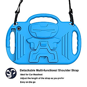 LTROP Kids Case for Fire HD 10 and Fire HD 10 Plus (11th Generation, 2021 Release) 10.1-Inch with Shoulder Strap, Light Weight Shockproof Kid-Proof Handle Stand Cover Case for Fire HD 10 2021, Blue