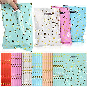 30 Pieces Star Plastic Party Favor Bags Double-Sided Treat Bags with Handles for Baby Shower,Wedding,Birthday,Party Supplies