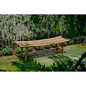 boohugger Outdoor Bench | Japanese Style | Garden Furniture | Natural Bamboo | 59”x18”x18”