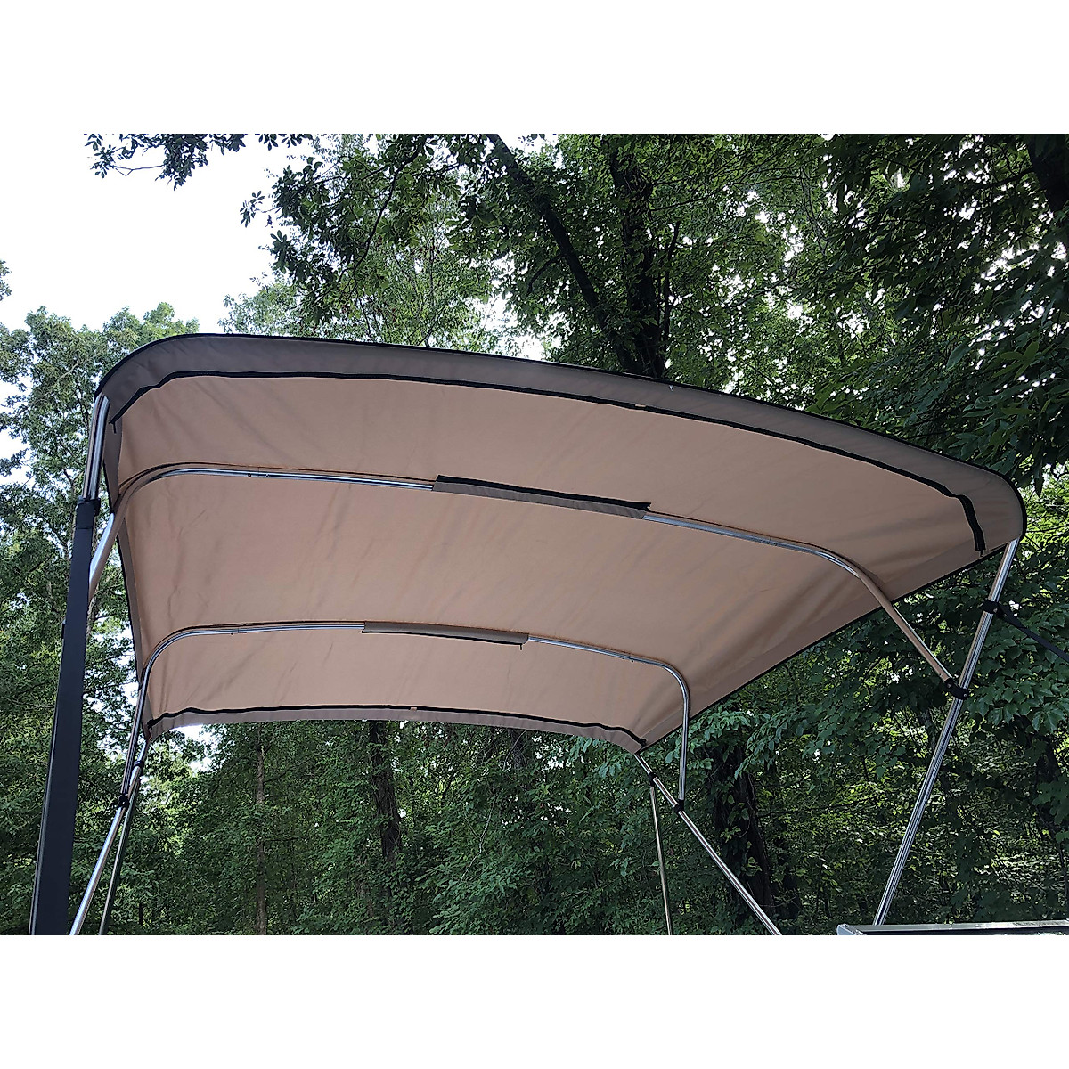 Replacement Bimini Top Canvas with Boot, Beige, 9' Long x 8.5' Wide, 16oz, by Cypress Rowe Outfitters, 4 Bow, fits 97-103" Wide