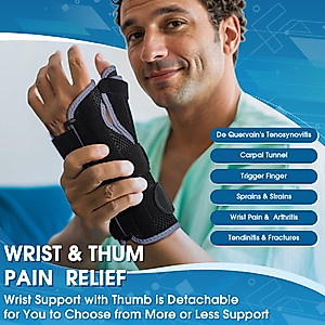 TISMOD Carpal Tunnel Wrist Brace with Thumb Support,Adjustable Thumb Spica Splint Right Left Hand,Wrist Guard for Arthritis,Tendonitis,Pain,syndrome,De Quervain's Tenosynovitis Women & Men