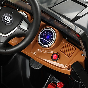 Aosom 12V Kids Ride on Truck, Off-Road Electric Car with MP3 Connection, Working Horn, Steering Wheel, and Remote Control, Black