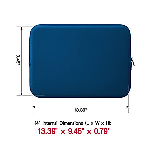 RAINYEAR 14 Inch Laptop Sleeve Case Protective Soft Padded Zipper Cover Carrying Computer Bag Compatible with 14" Notebook Chromebook Tablet Ultrabook (Navy Blue)
