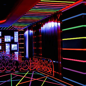 12 Pack UV Blacklight Reactive 6 Color Fluorescent Tape Fluorescent Cloth Tape Colorful Neon Gaffer Tape Neon Reflective Tape Neon Adhesive Tape Glow in the Dark Tape, 0.59"x16.4ft each Roll