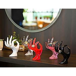 HOMEGOAL Ring Holder, Pink Room Decor, Hand Jewelry Display Holder, Danish Pastel Room Decor, Preppy Decor, Mannequin Hand, Polyresin, 7 Inch (Pink)