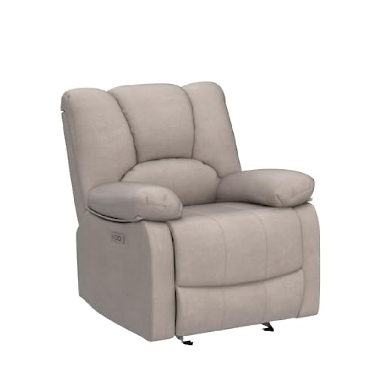Watson & Whitely Power Recliner Chair for Adults, Fabric Electric Glider Reclining Chair for Living Room and Nursery, Upholstered Rocker Recliner with USB Port, Creamy Grey