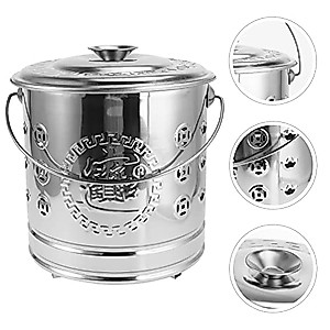 GANAZONO 1 Set Incinerator Burn Barrel with Lid Ancestor Money Burning Pot Sacrificial Ash Bucket Burning Leaves Bin for Home Outdoor Garden Patio Yard