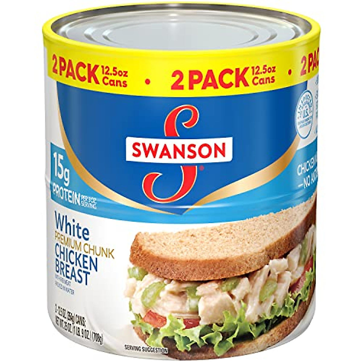 Swanson Premium White Chunk Chicken Breast, 12.5 oz. Can (Pack of 2) (Case of 6)