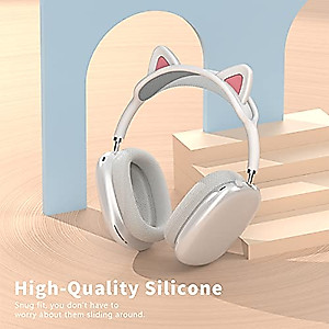 WQNIDE Headband Cover for AirPods Max, Cute cat Ears Design Soft Silicone Headphone Headband Protectors/Comfort Cushion/Top Pad Protector Sleeve Compatible with Apple AirPods Max (White)