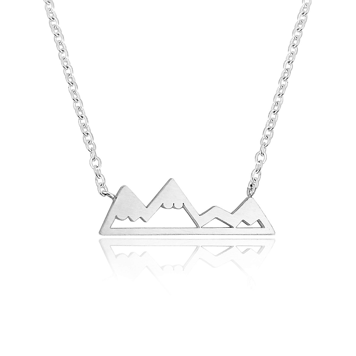 Altitude Boutique Snowy Mountain Necklace for Women, Nature Enthusiasts, Skiers, Snowboarders, Hikers, Campers (Silver)