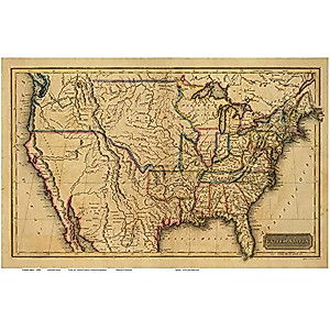 The United States of America 1820 Map - USA Reprint Morse