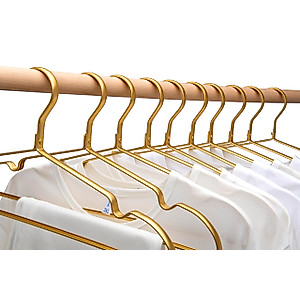 Matte Gold Aluminum Clothes Hangers, 16.5” Extra Smooth & Sturdy Metal Coat Shirt Dress Hanger, Light & Sturdy Metal Rack for Jacket Trouser Pant Slack 20 Pack HL07G