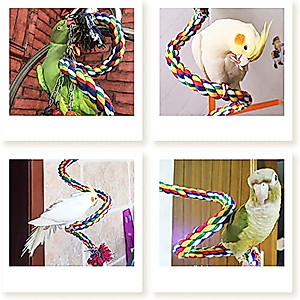 Bird Perch Stand Bird Rope Perch Bird Toys, for Parakeets Cockatiels, Conures, Macaws, Lovebirds, Finches Bird Cage Accessories (3 Pcs)