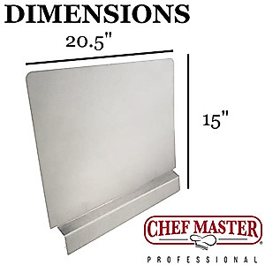 Chef Master 90059 Commercial Deep Fryer Splash Guard | Stops Oil From Splattering | Clips Provide a Secure Fit | Durable 18 Gauge Stainless Steel | Measures 20.5 x 15 Inches | 2 Pack