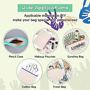 Small Canvas Bags with Zipper, Zipper Pouch 12 Pack, DIY Craft Bag Canvas Makeup Bags Cosmetic Bag Multipurpose Travel Toiletry Pouch Blank Stationery Pencil Pouch with Colorful Zipper, Beige