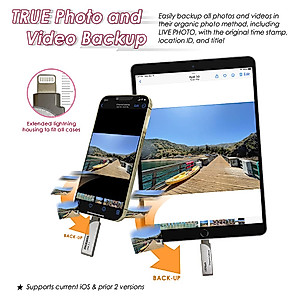 PioData iXflash 64GB iPhone iPad Flash Drive USB 3.0 Apple MFi Certified Lightning Connector, External Storage Memory Expansion for iOS Devices, Windows and Mac, Gray,(IXF-64-SG
