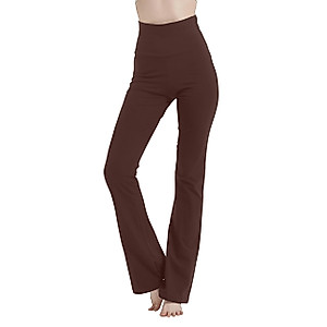 MC&LO Cotton Spandex High Rise Bootcut Flare Yoga Pants Legging(Regular Size/Plus Size) S-4XL (36" Inseam) Brown