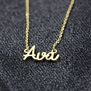 Awegift Name Necklace Big Initial Gold Plated Best Friend Jewelry Women Gift for Her Ava