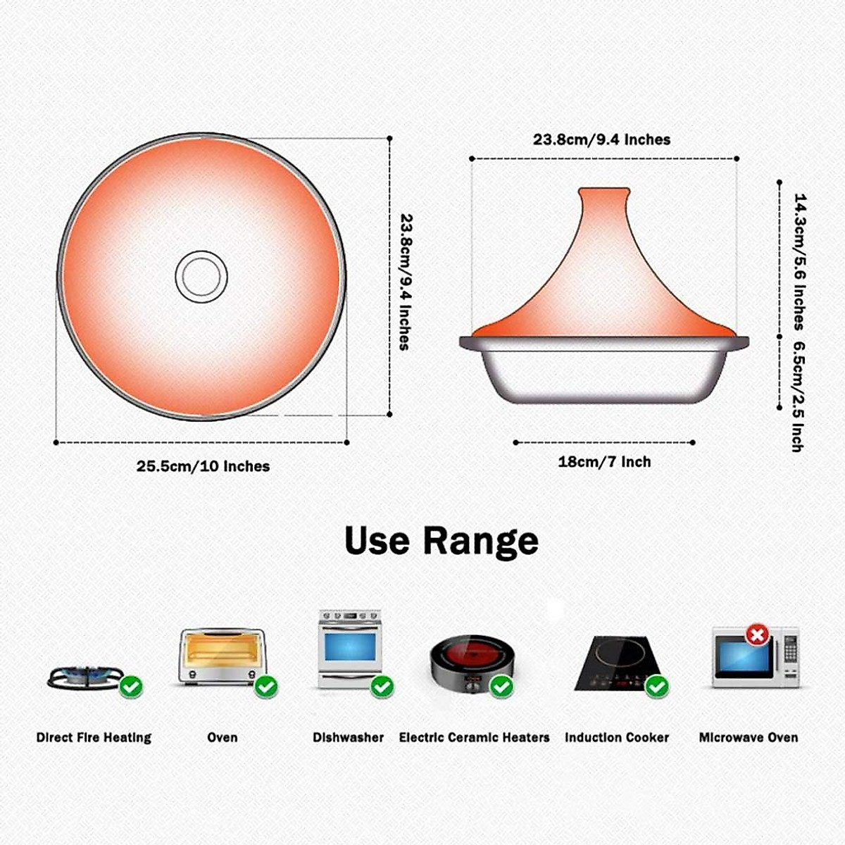MYYINGBIN Moroccan Tagine Cast Iron Pot Resistant to Dry Burning High Tightness No Cracking Easy to Clean Tagine Pot for Medium to Extra Large Cooking