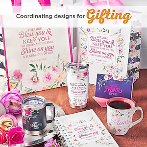 Christian Art Gifts Stainless Steel Double-Wall Vacuum Insulated Tumbler w/Straw & Lid 18 oz Pink Floral Inspirational Bible Verse Travel Mug for Women- Bless You and Keep You -Numbers 6:24-25