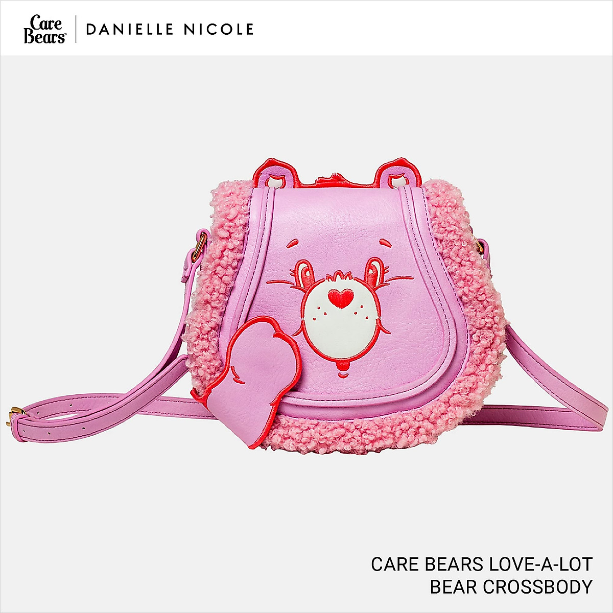 Danielle Nicole Care Bears Crossbody Bag, Love-A-Lot Bear Purse, Pink