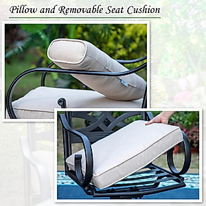 MFSTUDIO 9 PCS Patio Dining Sets with 8 Swivel Chairs and 1 Large Square Table, All Weather Heavy Duty Black Frame, Outdoor Furniture for 8