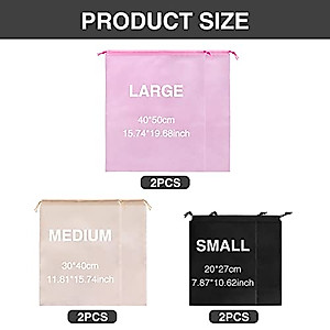 6-Pack Laundry Bags - Non-woven Drawstring Backpack - Drawstring Dirty Clothes Bag, 3 Sizes Heavy Duty Drawstring Bags, Travel Storage Drawstring Bags for Clothes, Shoes