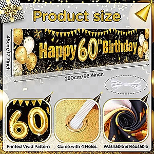 Black Gold 60th Birthday Decorations Banner Balloon for Men Women,Black Gold Happy 60th Birthday Party Yard Banner 18PCS 60th Birthday Balloons to 60 Anniversary Party Supplies Outdoor Indoor Decor