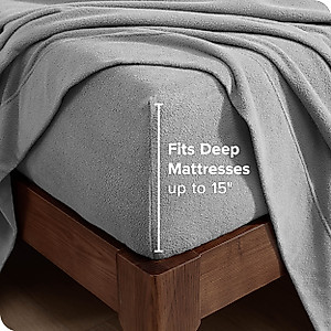 Bare Home Super Soft Fleece Sheet Set - Queen Size - Extra Plush Polar Fleece, No-Pilling Bed Sheets - All Season Cozy Warmth (Queen, Light Grey)