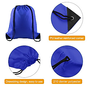 PLULON 25 Pcs Blue Drawstring Backpack Bags Bulk String Backpack Cinch Sack Pull Sport Gym Backpack Bags for Yoga Traveling Outdoor Sports