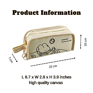 Sotzac Canvas Cartoon Pencil Case Large Capacity Pen Pouch Cosmetics Bag Double Zippers ([new season] Rabbit-Study)