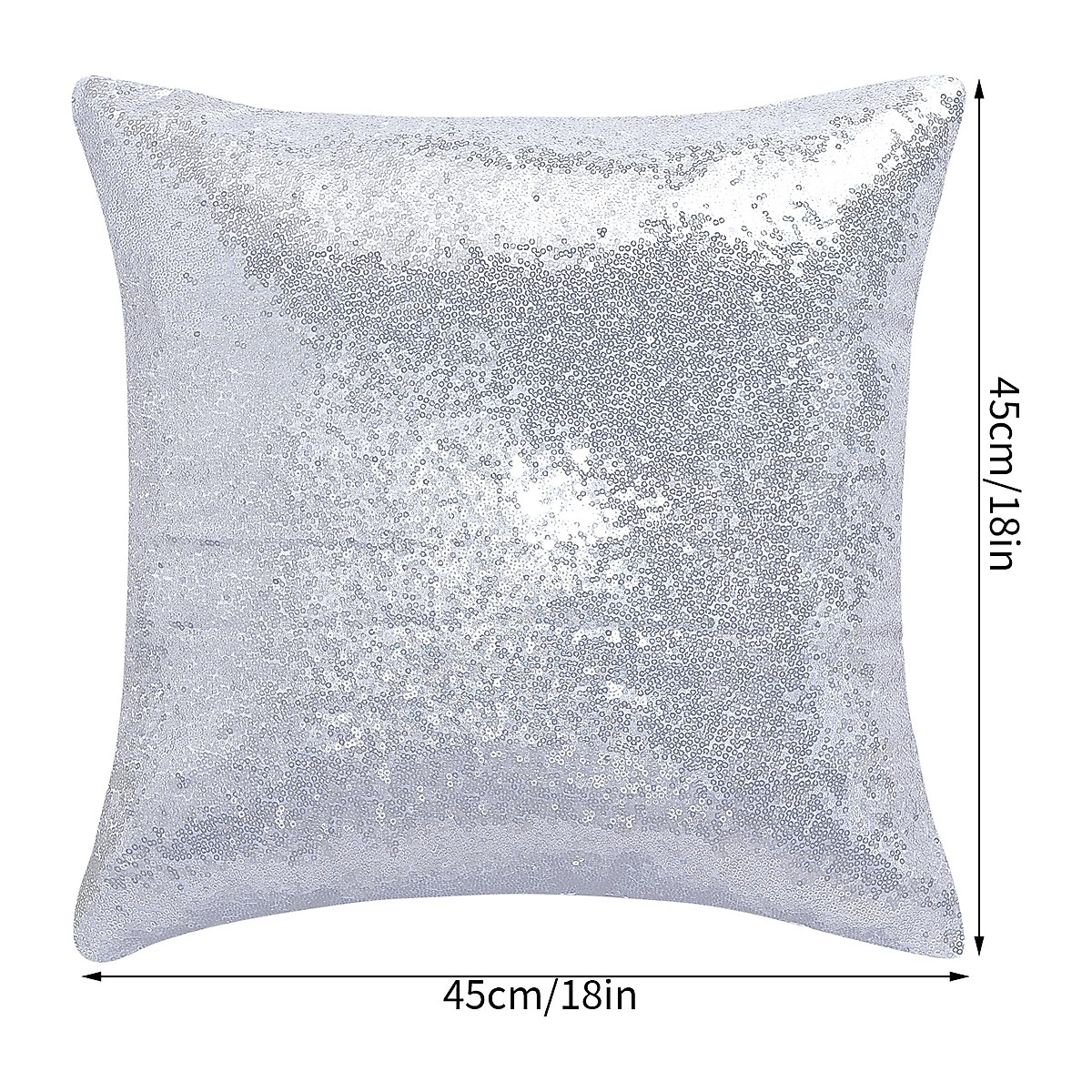 Miayon Silver Sequin Pillow Covers Square Glitter Pillow Cases Decorative Sparkling Throw Pillow Cover Cushion Case for Bed Sofa Bedroom Living Room Valentine's Day Wedding Home Decor (18"x18",4 Pack)