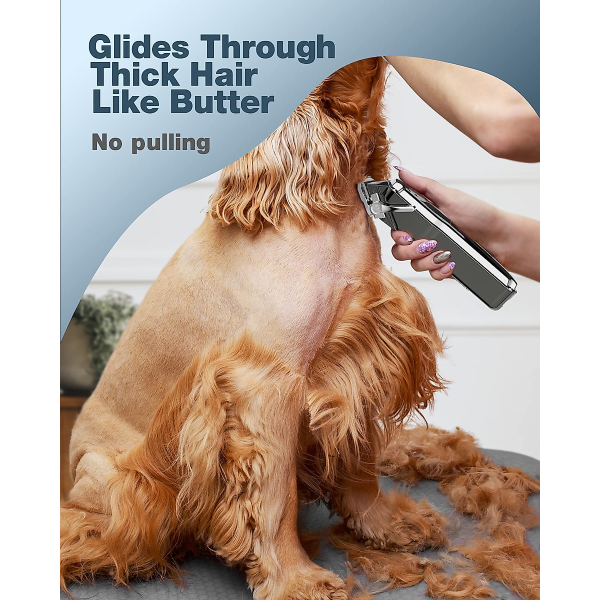 oneisall Dog Clippers for Grooming for Thick Heavy Coats/Low Noise Dog Grooming Kit/Rechargeable Cordless Pet Shaver with Stainless Steel Blade/Waterproof Dog Shaver for Dogs Pets and Animals Sliver