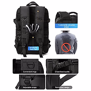 VGCUB Carry on Backpack, Large Travel Backpack for Women Men Airline Approved Gym Backpack Waterproof Business Laptop Daypack Expandable, Black