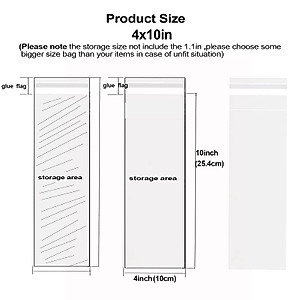 Somioco 200 pcs 4x10 in Long Resealable Cello Cellophane Bags Self Adhesive Cellophane Clear Treat Bags Opp Sealing Plastic Poly Bags 1.4 Mil for Bakery Cookies Candies Jewelry Crafts Candles Party Gift