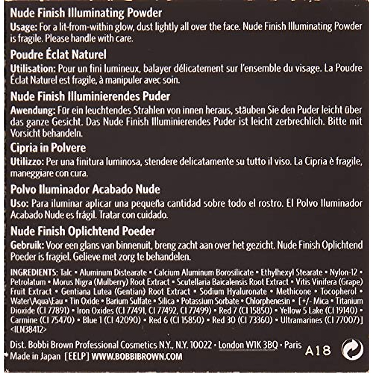 Bobbi Brown Nude Finish Illuminating Powder, Buff for Women, 0.23 Fl Oz