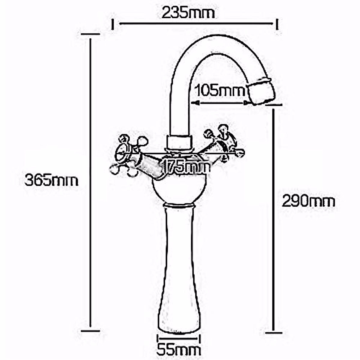 Kitchen Faucet Sink Tall Waterfall Spout Bathroom Vessel Sink Faucet Single Lever Countertop Mixer Tap Antique Brass