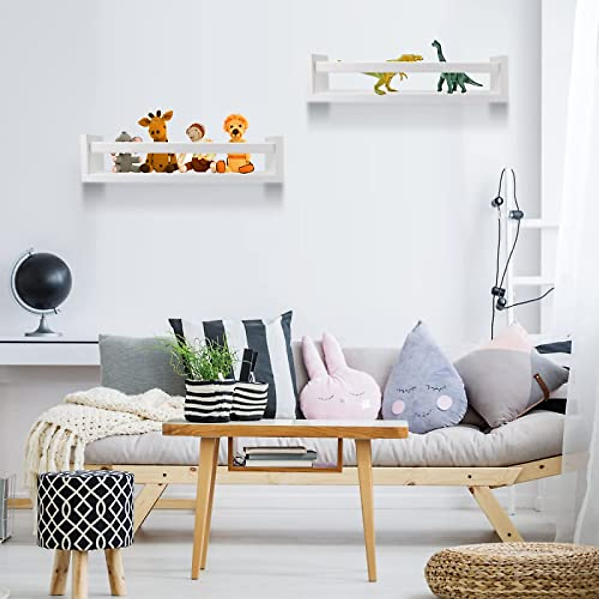 ZLchair BOMID Nursery Shelves,Wall Bookshelves for Kids,Wood Floating Book Shelves Set of 2,Nursery Book Shelves for Wall?White?