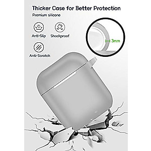 Simr Skin for AirPods Case, [Upgraded Thicker] Shockproof Air Pods Protective Cover W/Cute Keychain/Strap Accessories for Apple AirPods Charging Case, Gift for Girl Women Men (Gray)