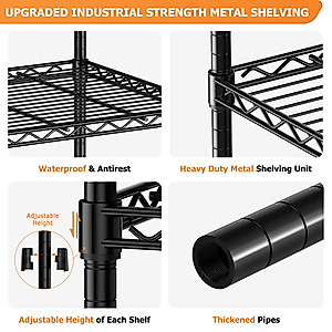 Storage Shelves Heavy Duty, 48" L x 20" W x 72" H Garage Wire Shelving Unit Loads 2000LBS, 5-tier Adjustable Metal Industrial Utility Shelf Rack for Kitchen, Laundry Room, Pantry, Warehouse, Basement