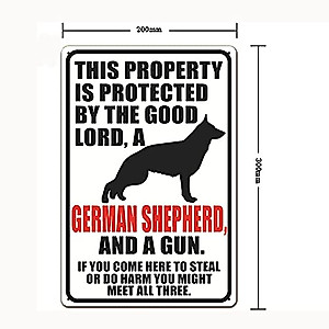 FENGYIN ART, German Shepherd Warning Signs, Beware of German Shepherd Sign, beware dog sign,PreDrilled Holes for Easy Mounting TP200104, 8x12 In