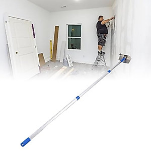 Drywall Tools Skimming Blade with 2 Meter Telescopic Pole, Wall Corner Drywall Scraper, Stainless Steel Construction Tools Bearing Plaster Finishing Tool