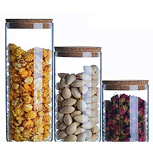 XINGZI Kitchen Storage Containers With Cork Lids Set Of 2 300ml/10oz Durable Refillable Clear Glass Food Canisters Storage Container Vial Jars For Tea Coffee Flower Dry Goods Pantry Organization