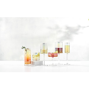 Fluted Iridescent Champagne Flutes – Christian Siriano Chroma 6oz Champagne Glasses Set Of 2. Unique Champagne Flute, Mimosa Glasses, Cocktail Glasses or Wedding Champagne Flutes.