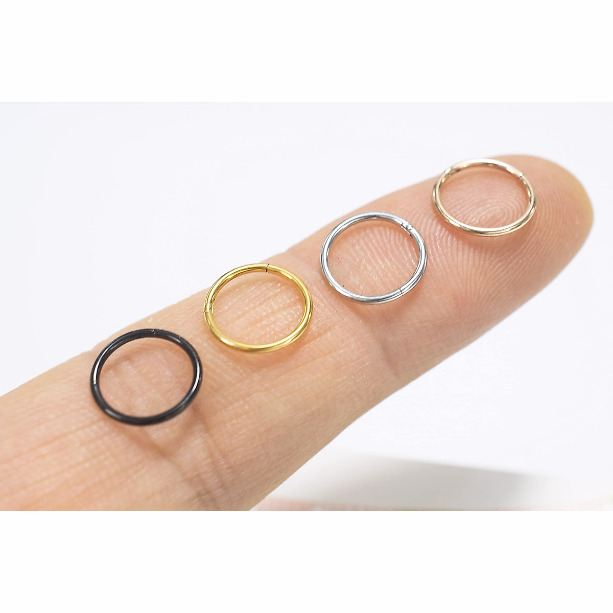16G 18G 20G Stainless Steel Hinged Clicker Segment Septum Nose Lip Ring Hoop Cartilage Tragus Sleeper Earrings Body Piercing Jewelry for Women Men 6mm 8mm 10mm Mix Colors A Set (20G - 8mm - 4Pcs)