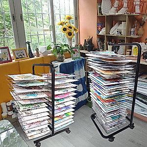 DONGYUE Art Drying Rack, Solid Mobile Art Drying Rack with Wire Shelves for Works of Art Classrooms Studios and Home Use, Black Powder Coated Finish. Drying & Print Racks (Size : 25-Layer)