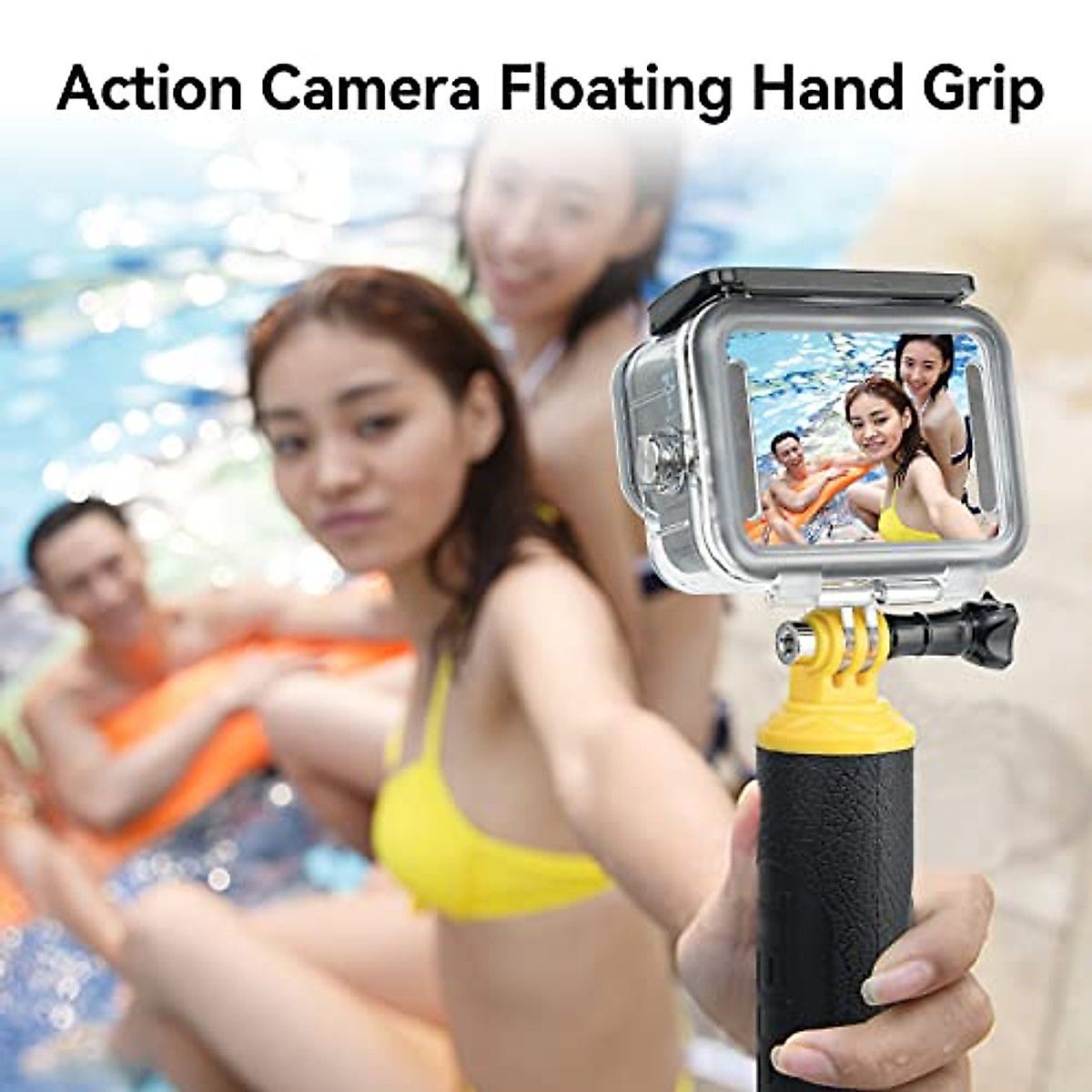 TELESIN Floating Hand Grip Waterproof Stick for GoPro Hero 11 10 9 8 7 6 5 4 3 2, Fusion, Max, Underwater Selfie Sick for Most Action Cameras