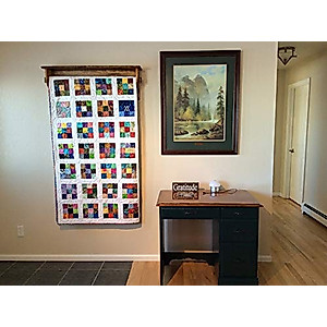 Quilt Rack | Tapestry Shelf with Quilt Rod | Blanket Display Shelf | Quilt and Blanket Rack | Wall Hanging Wood Towel Rack Stained