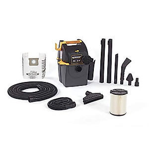 WORKSHOP Wet/Dry Vacs Vacuum WS0501WM Wall Mount Portable Wet/Dry Vacuum Cleaner For Car, 5-Gallon Wet/Dry Auto Vacuum Cleaner, 5.0 Peak HP Portable Auto Vacuum With Accessories For Car Cleaning,Black